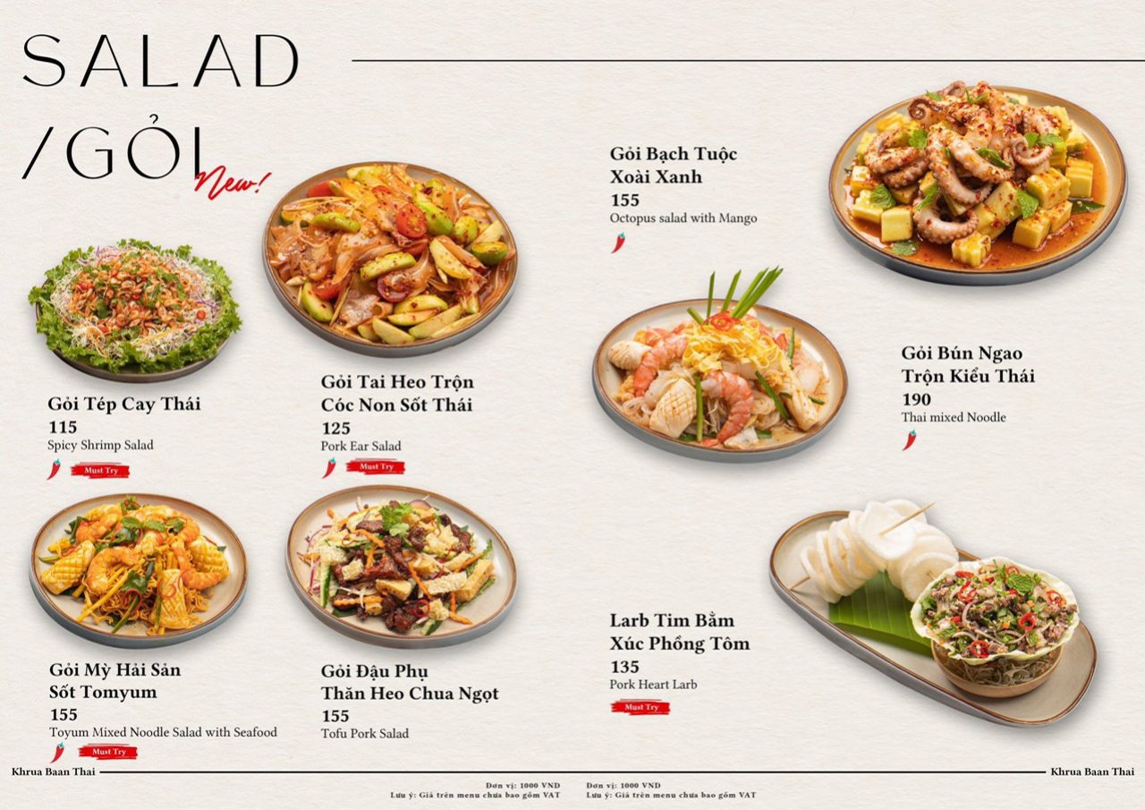 Thực Đơn - KHRUA BAAN THAI