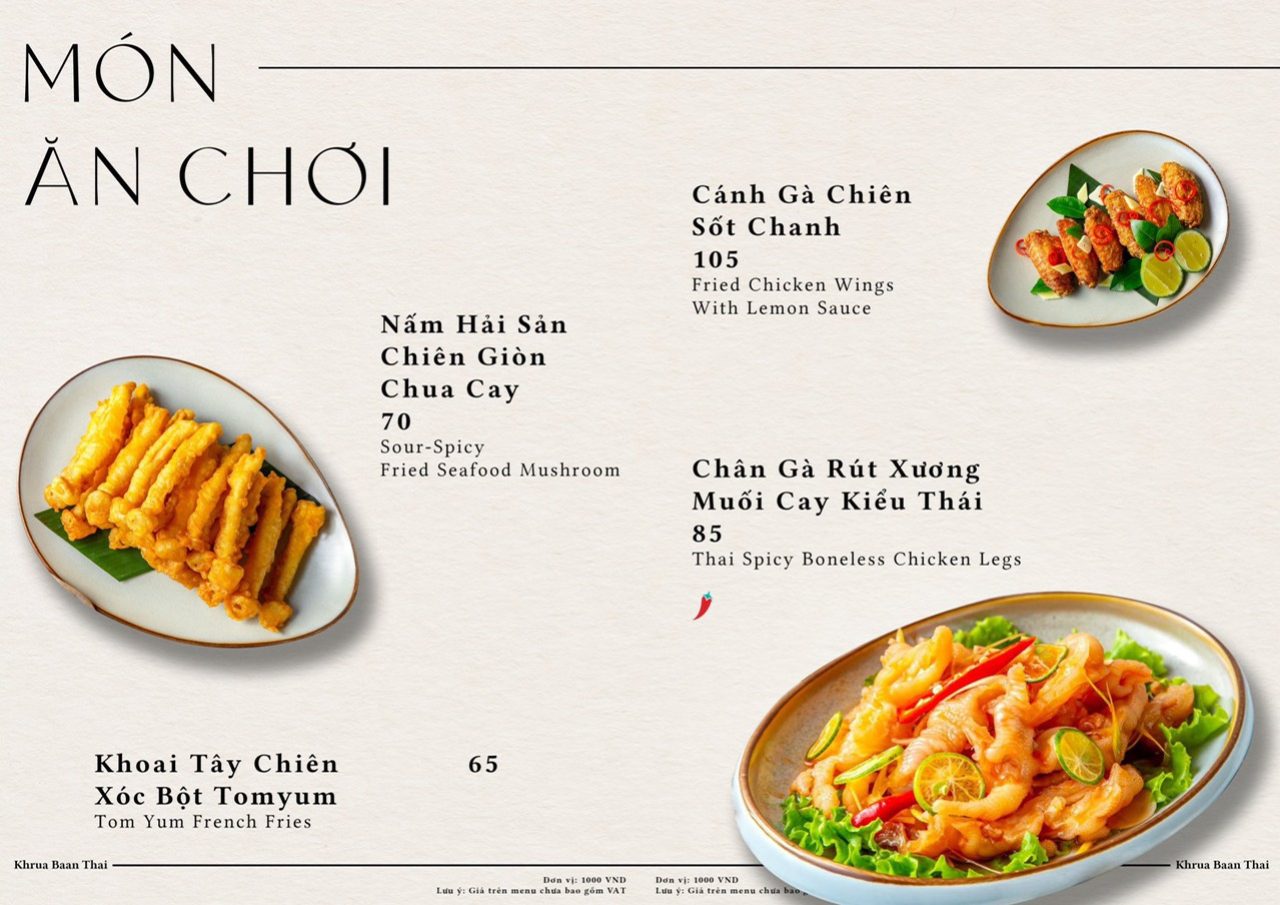 Thực Đơn - KHRUA BAAN THAI